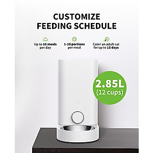 PETKIT Automatic Cat Puppy Feeder with Stainless Steel Bowl, App Control, 10 Portions,10 Meal Plans per Day, Low Food LED Indicator Pet Smart Feeder for Small Animals, Auto Pet Food Dispenser