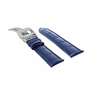 Ewatchparts 22MM LEATHER WATCH BAND STRAP COMPATIBLE WITH IWC PILOT PORTUGUESE DEPLOYMENT CLASP BLUE