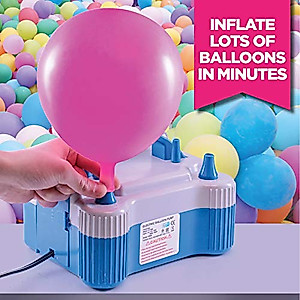 Prextex Portable Balloon Pump Powerful Electric Air Blower Dual Nozzle Balloon Inflator for Fast and Easy Bulk Balloons Filling for Event and Party Decoration (800W, 110V)