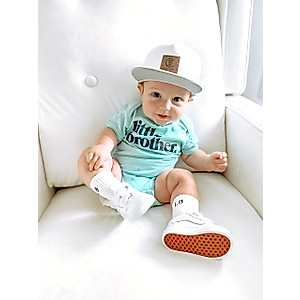 Olive Loves Apple Little Brother Bodysuit for Baby Boys Sibling Outfits Granite Heather Bodysuit Newborn