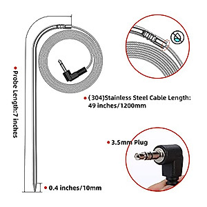 4 Pack Replacement Meat Probe for Masterbuilt Gravity Series 560/800/1050 XL Digital Charcoal Grill + Smoker, 9004190170 Accessories Temperature Probe, with Probe Grommet and Grills Clips