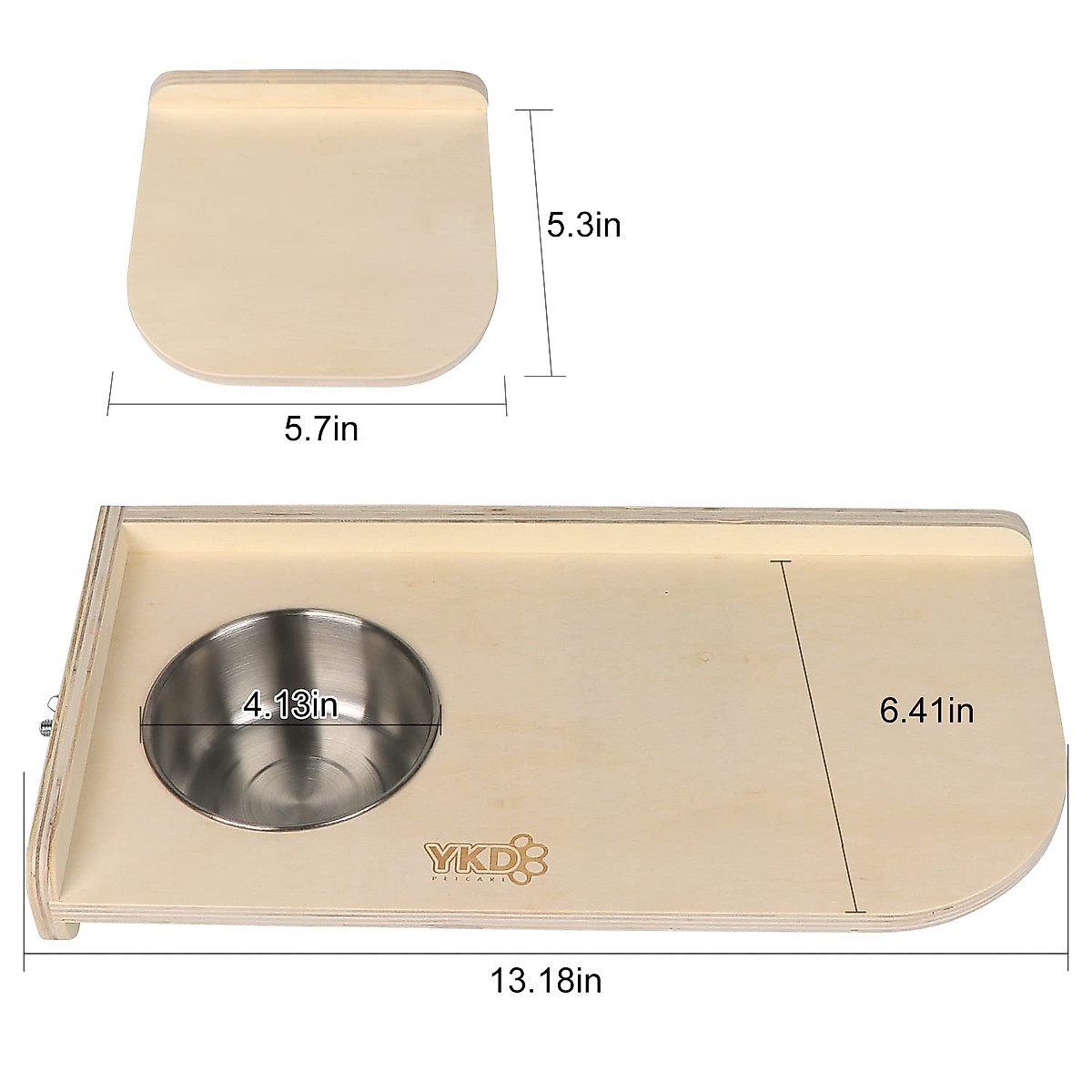 Chinchilla Wooden Platform Set, Chinchilla Cage Platform with Feeding Bowl, Small Animals Cage Accessories for Chinchilla Squirrel Gerbil Suger Glider Hamsters (Feeding Platform + Small Platform)