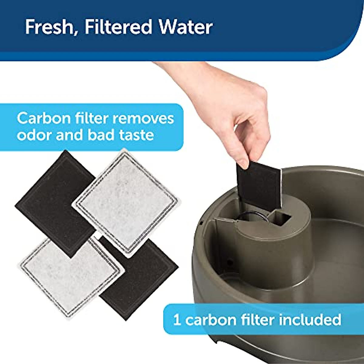 PetSafe Current Pet Water Fountain - Circulating Drinking Fountain for Cats and Dogs - Forest, Medium, 80 oz Capacity Water Dispenser - Carbon Filter Included - Easy to Clean Design