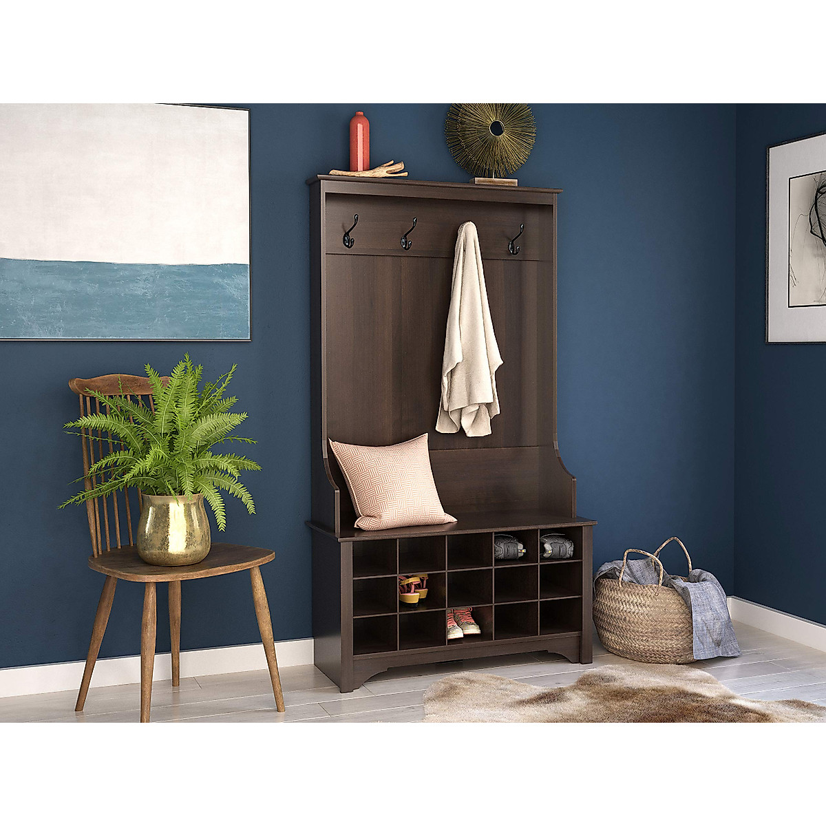 Prepac Hall Tree with Shoe Storage, Espresso