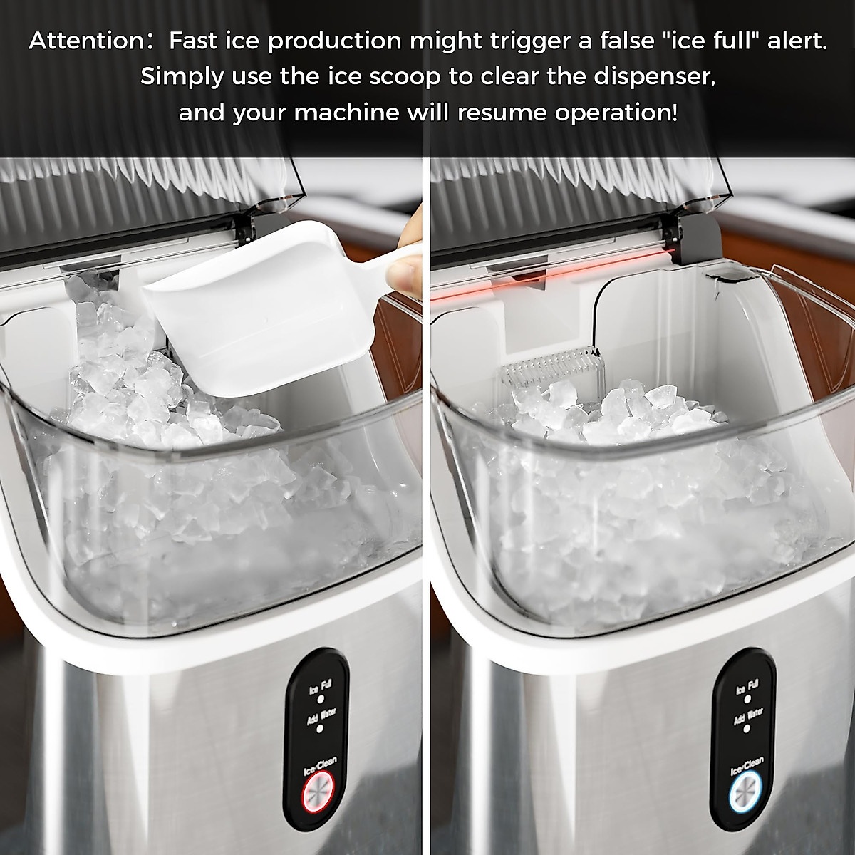 Kismile Nugget Ice Makers Countertop,Pebble Ice Maker Machine with Chewable Ice, 35lbs/Day,One-Click Operation,Self-Cleaning Countertop Ice Machine,Pellet Ice Maker Countertop for Home/Kitchen/Office