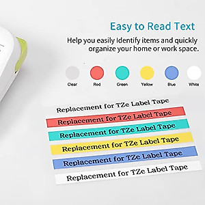6 Pack MarkDomain Compatible Brother P Touch Label Maker Tape, 12mm 0.47 Inch TZ TZe 131 231 431 531 631 731 P Touch Laminated Multi Color, Work with P Touch PT-H110PT-D210 D400 1290 Label Makers