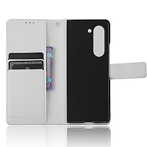 Elubugod Compatible with Samsung Galaxy Z Fold 5 Leather Case Cover,PU Leather flip Cover Compatible with Samsung SM-F946U1 Galaxy Z Fold5 / SM-F946B/DS SM-F946N SM-F946W Case Cover White