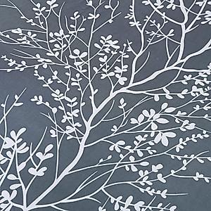 Vaulia Soft Microfiber Blossom Branches and Leaves Print Pattern Sheet Sets,White/Grey Color Full Size 4 Piece Set (1 Flat Sheet 1 Fitted Sheet 2 Pillowcases)