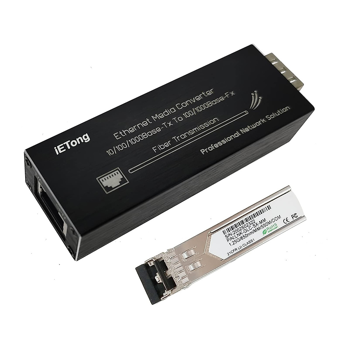 Gigabit Fiber Media Converter SFP to RJ45,10/100/1000Base-Tx to 1000Base-SX(Multimode SFP SX Transceiver Included) up to 550m
