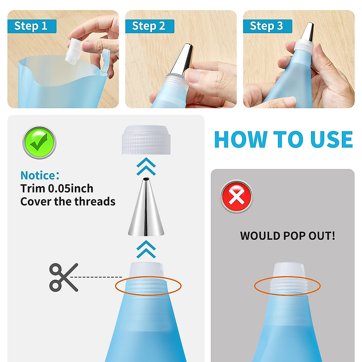 Kasmoire Reusable Piping Bags and Tips Set, Cake Decorating Tools with Icing Pastry Bags, Icing Bags Tips, Couplers and Frosting Bags Ties for Cookie Cupcakes