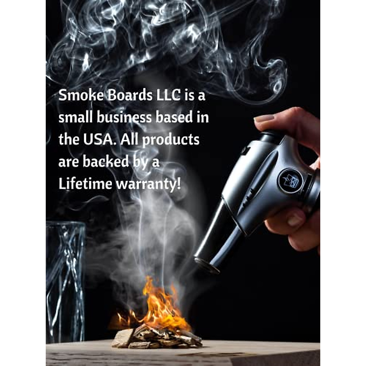 Smoke Board’s Old Fashioned Cocktail Smoker Kit with Torch - Whiskey/Bourbon Drink Infuser with Three Wood Chips, Smoker Kit Includes, Mixing Glass, Smoke Board, and Torch Lighter, USA Based Company