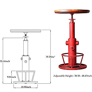 Topower 3-Piece Pub Bar Set Industrial Round Bar Table and Adjustable Height PU Seat Stools with Backrest for 2 Match Bar Height and Counter Barstool Antique Red 1 Table + 2 Chairs