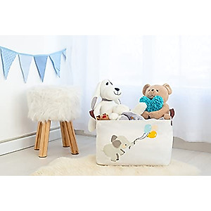 KAZULO Elephant 2 Pack Set Kids Laundry Basket, Toy Box, Storage For Nursery, for Boys and Girls, Baby Laundry Hamper for Bedroom, and Bathroom Decor (Elephant and Balloons Bundle)