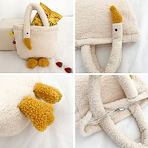 XACKWUERO Women Cute Plush Goose Bag Funny Novelty Goose Purse Tote Handbag Shoulder Shopper Bag (Shoulder)