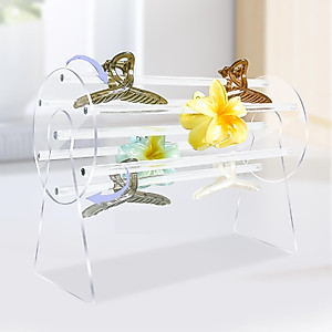 HOORITO Acrylic Hair Accessories Organizer Holder,360-Degree Rotating Claw Clip Organizer,Hair Clip Organizer Display Clear Stand for Dressing Table for Women and Girls