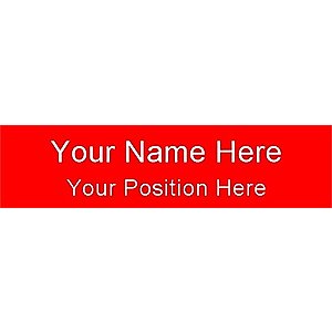 Customized Office Name Plate With Wall or Desk Holder - 2x8 - (Red / White Letters)