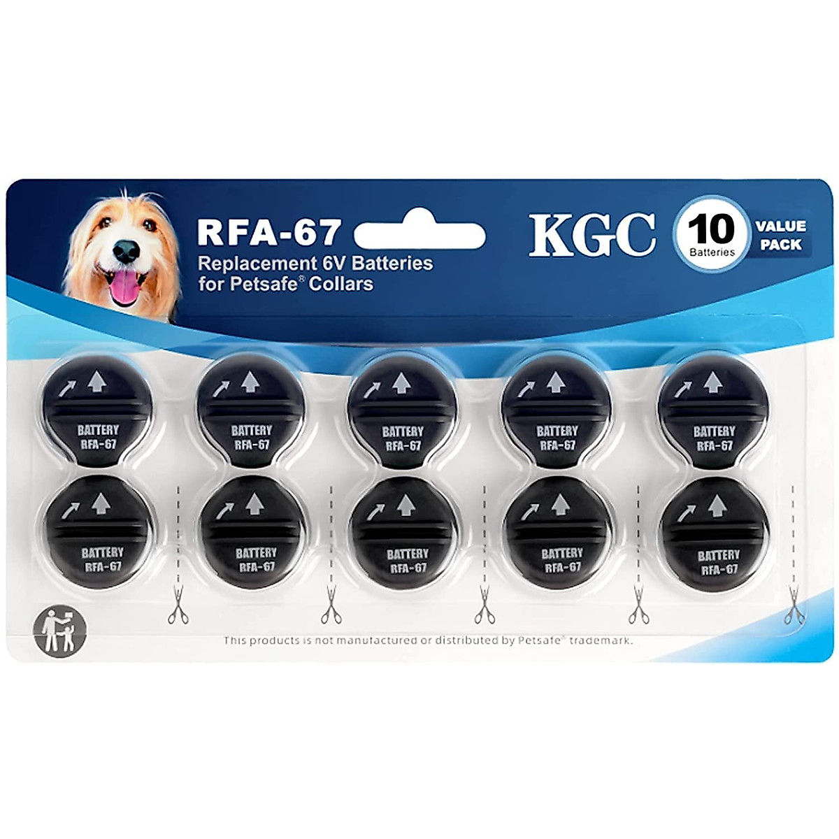 KGC 10Pack RFA-67 6V Replacement Dog Collar Batteries for PIF-300 PIF-275-19 PUL-275 PIF00-15002 PBC-102 ZIG00-16969, Compatible with PetSafe RFA-67 Battery