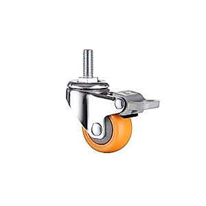 Caster Wheels Set 360 Degree Swivel Orange Caster Wheel 1/1.25/1.5/2 Inch Caster Wheel Nylon Wheels No Noise for Shopping Cart Trolley 1/4PCS Heavy Duty Casters (Color : 1PC with Brake A, Size : 1.2