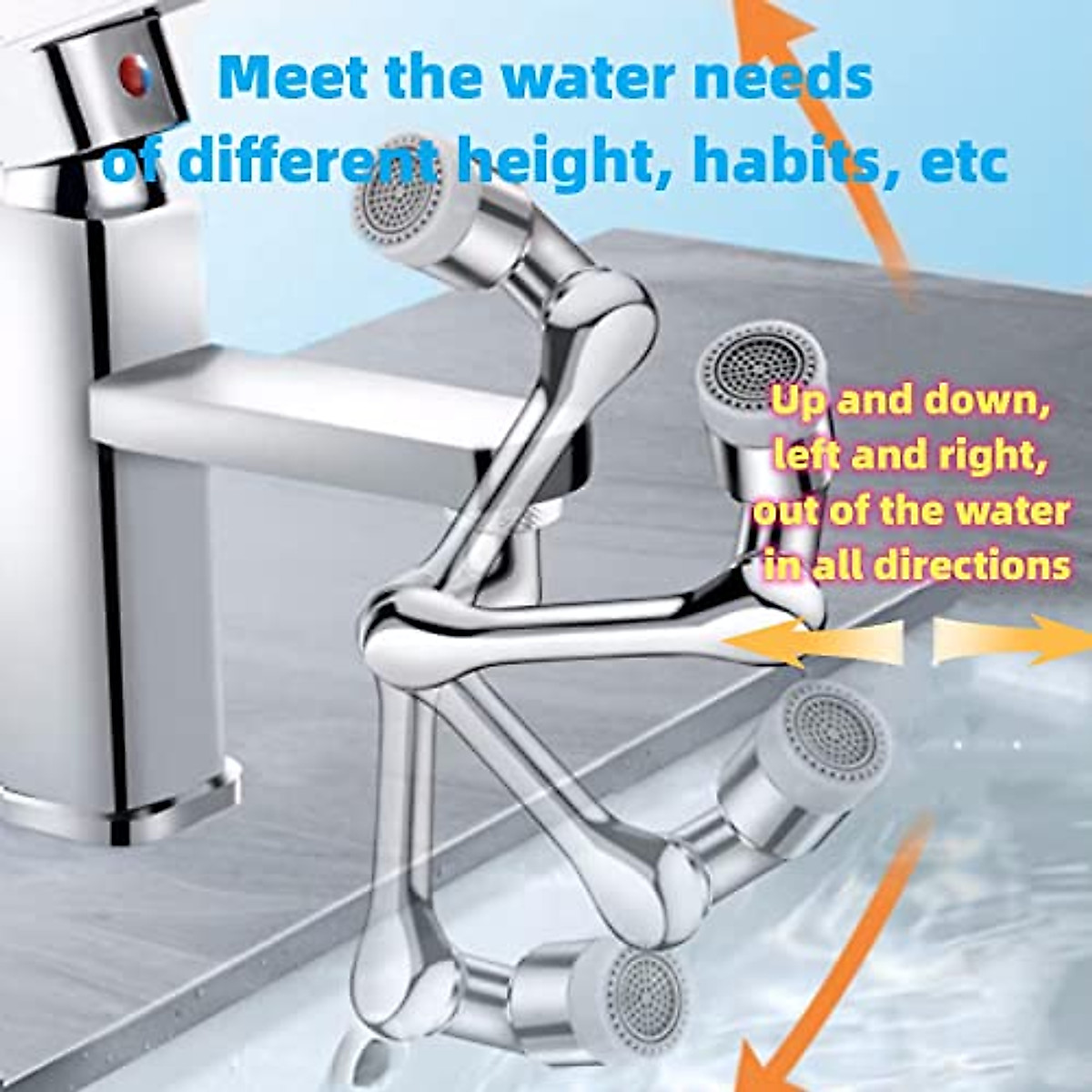Faucet Extender for Bathroom Sink,2 Mode-1080° Rotatable Faucet Aerator Swivel Faucet Attachment, Rotating Faucet Extender for Washing Eye/Hair/Face Robotic Arm Swivel Extension Faucet Aerator