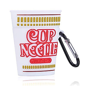 Oqplog for AirPods 2&1 Case, Protective Soft Silicone Cartoon Cute Fun Fashion Cover for Girls Teens Kids Air Pods, Stylish Cool Shockproof Design Skin Accessories Cases for Airpod 1/2 - Noodle Cup