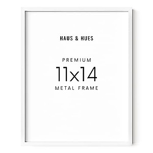 HAUS AND HUES White 11x14 Picture Frame, Aluminum, Modern, 14.0x11.0 inches, 0.75 inches Deep, 1 Piece, Unisex Adult, White