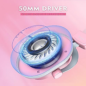 FIFINE PC Gaming Headset, USB Wired Headset with Microphone, 7.1 Surround Sound, in-Line Control, Computer RGB Over-Ear Headphones for PS4/PS5, for Streaming/Game Voice/Video-AmpliGame H6 (Pink)