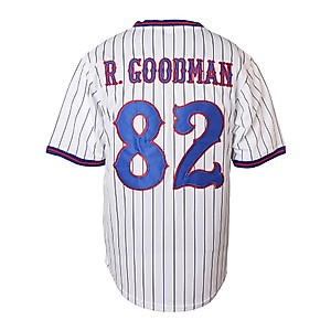 MESOSPERO Benchwarmers Jersey 32 Howie Goodman 68 Reedy 82 Richie Goodman 44 Matthews Men's Pinstriped Baseball Jersey (82 White, X-Large)