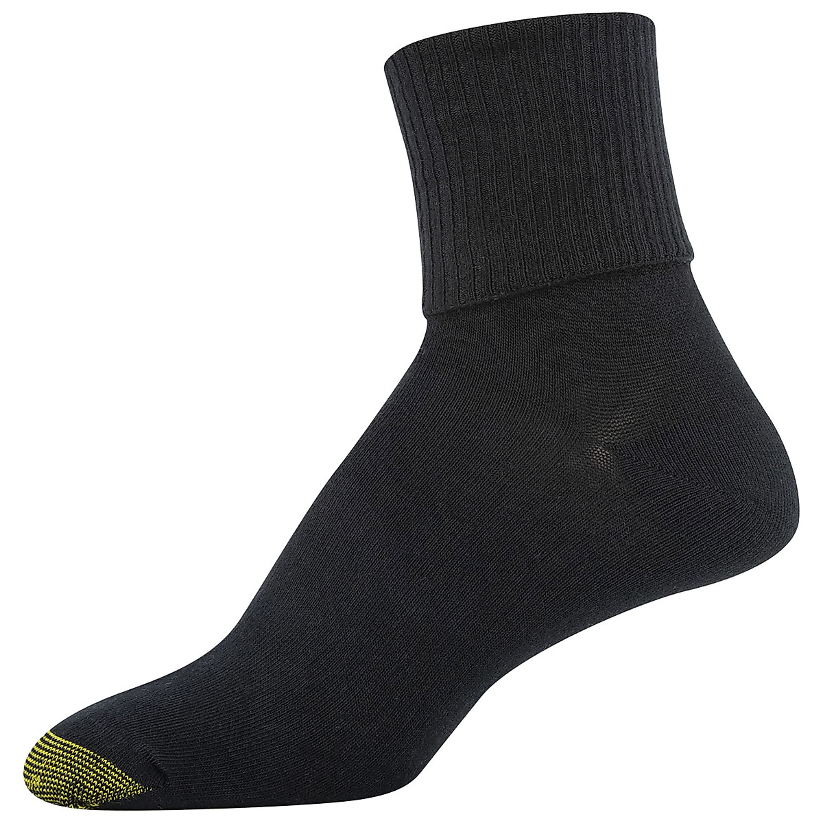 GOLDTOE Women's Classic Turn Cuff Socks, Multipairs, Black (6-Pairs), Medium