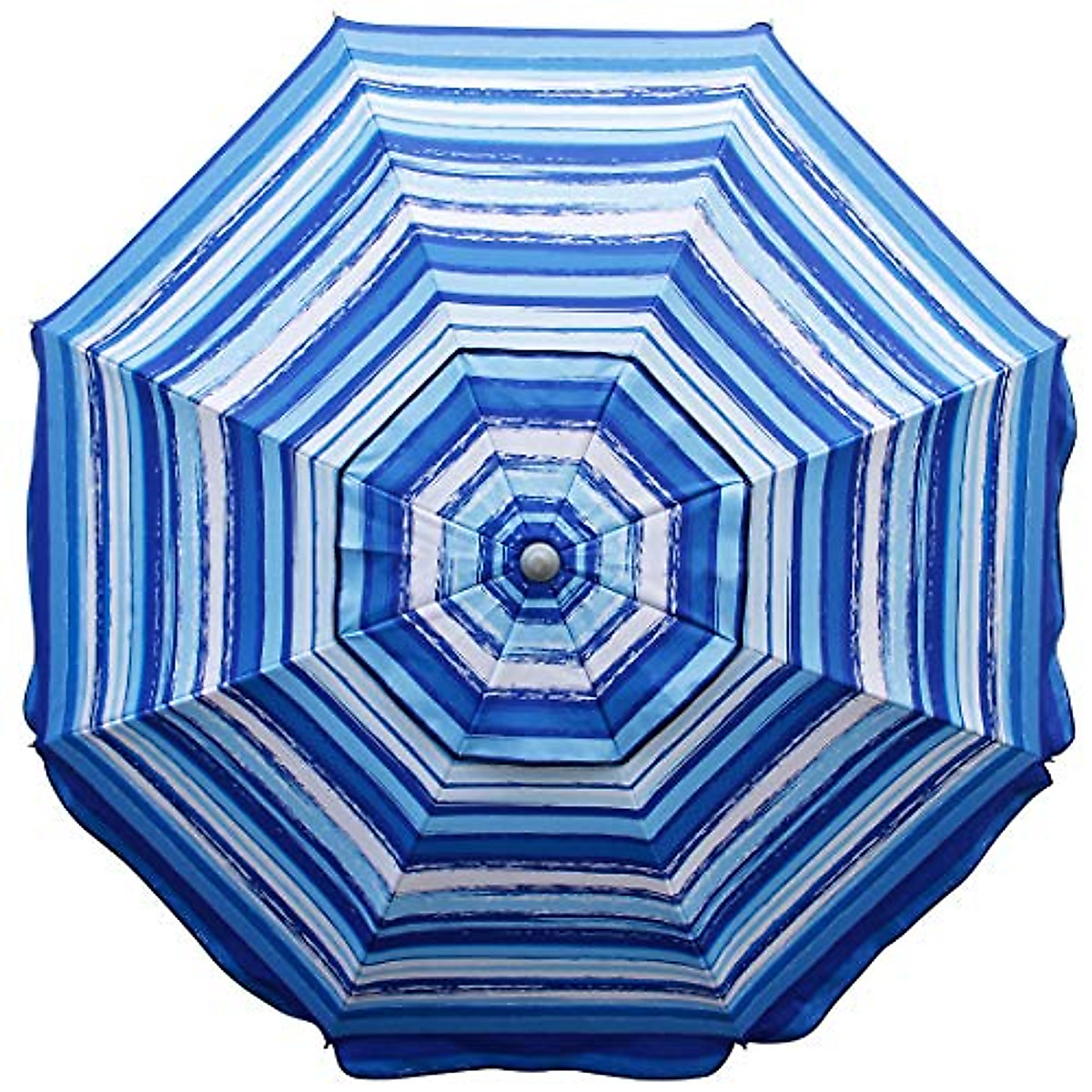 Blissun 7.2' Portable Beach Umbrella with Sand Anchor, Tilt Pole, Carry Bag, Air Vent (Blue and White)