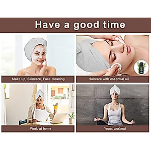 SYMGILA Microfiber Hair Towel Wrap, Hair Turbans for Wet Hair, Drying Hair Wrap Towels for Curly Hair Women Anti Frizz 2 Pack (Grey/Beige)