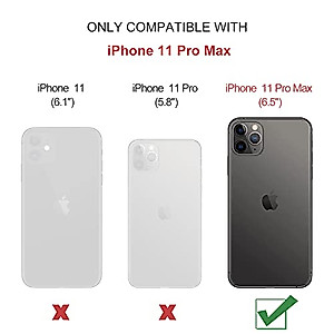 Defencase iPhone 11 Pro Max Wallet Case, PU Leather Magnetic Flip, Wristlet Strap, Zipper Card Holder, 6.5", Rose Pink