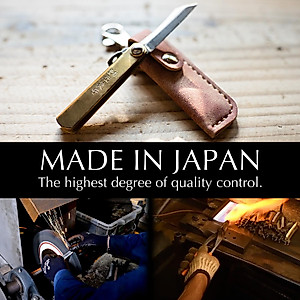 FieldSora Higonokami Mini Folding Pocket Knife Japanese Sanmai SK Steel Blade (Reddish brown)