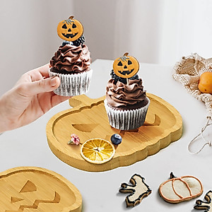 Halloween Pumpkin Wooden Charcuterie Boards, Bamboo Cheese Board Charcuterie Platter and Serving Tray Plate for Party, Meat and Cheese Tray for Party Decoration