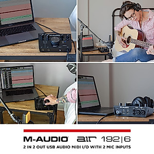 M-Audio AIR 192x6 USB C MIDI Audio Interface for Recording, Podcasting, Streaming, Studio Quality Sound, 2 XLR in and Music Production Software (Renewed)