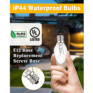 25 Pack Clear Night Light Bulbs, 7 Watt Salt Lamp Light Replacement Bulbs, Plug-in Incandescent Night Light Bulbs, E12 Candelabra Base, 120 Volt