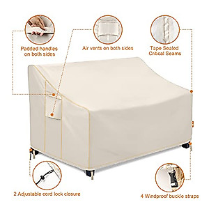 ZEJUN Outdoor Sofa Cover Waterproof, 600D Patio Couch Cover, 58" L x 28" D x 35" H, UV Resistant, Anti-fad, Dustproof Loveseat Sofa Cover for Patio Furniture, Porch loveseat, Lawn Bench Chairs