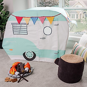 MindWare Tree Stump Stool Pouf for Kids – 14 x 19 inch - Polyester Seat – Easy to spot Clean