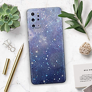 DesignSkinz Abstract Blue Grungy Stars Protective Vinyl Decal Wrap Skin Cover Compatible with The Samsung Galaxy S20 (Screen Trim & Back Glass Skin)