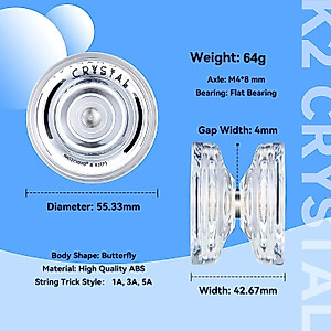 MAGICYOYO Pack of 2 Responsive Yoyos for Kids Beginners, K2 & V6 Dual Purpose Yoyos, Replacement Unresponsive Bearings Kit for Advanced Players + 12 Yoyo Strings +Storage Bag-2 Hole