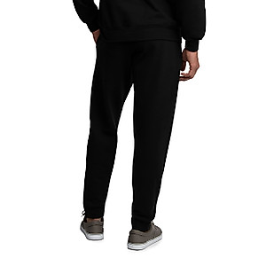 Fruit of the Loom Men's Eversoft Fleece Joggers with Pockets, Relaxed Fit, Moisture Wicking, Breathable, Tapered Sweatpants, Black, Large