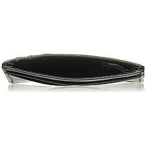 Perry Ellis Men's Perry Ellis Portfolio Card Holder With A Sliver Tone Logo, Black, One Size