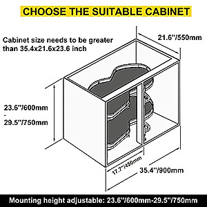 VEVOR Swing Left Blind Corner Cabinet Pull Out for 36 inch Cabinet, 2 Tier Tray Kitchen Soft Close Cloud Organizer Right Handed Open