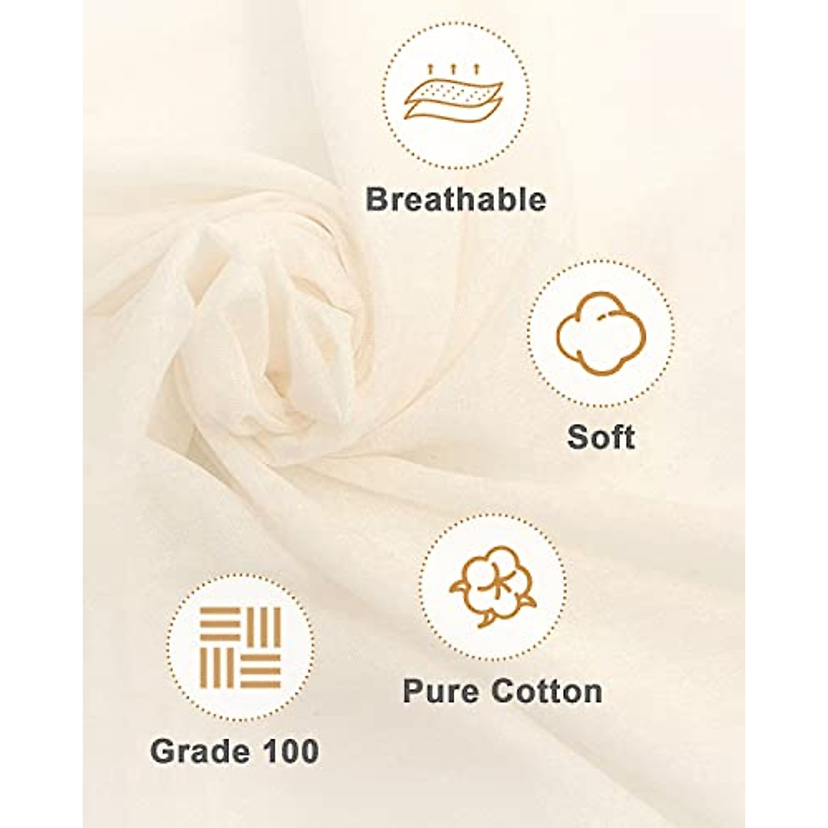 Grade 100 Hemmed Cheesecloth, 10 Pieces 100% Unbleached Cotton 20 x 20 Inches Cheese Cloths, Perfect for Straining, Filtering, Canning, Crafting, Covering and Polishing