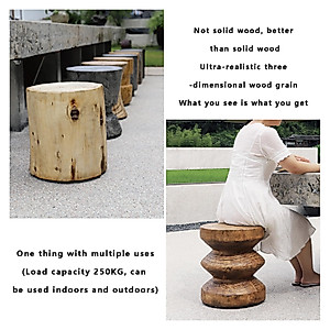 Outdoor side table,Wooden stool,Garden outdoor stool,Wabi-sabi style stool, outdoor courtyard, open-air garden, anti-corrosion imitation wood wedding layout, chair, balcony, sturdy and short pier