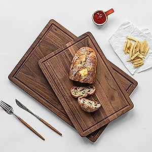 Muso Wood Walnut Cutting Board Reversible Wood Cutting Board for Kitchen Wooden Cutting Board with Juice Groove for Cutting and Charcuterie (16x11x0.8”)