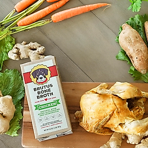 Brutus Bone Broth for Dogs (Chicken, 2-Pack) and Brutus On The Go Instant Bone Broth (Beef, 5-Pack)