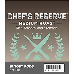 Wolfgang Puck Coffee, Chef's Reserve, Medium Roast, 9.5 Gram Soft Pods, 18 Count (Pack of 1)