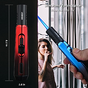 PROMISE Torch Lighters, Butane Lighters Refillable Single Jet Flame for Candle Grill BBQ Camping Gas Not Included (2 Pack BL&RD)