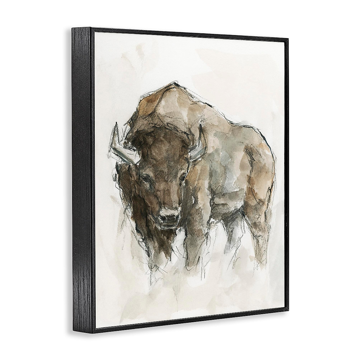 Stupell Industries Western American Buffalo Brown Country Animal, 24.00" x 30.00", Black Framed