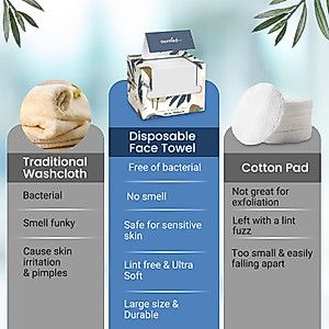 ourmed life Disposable Face Towel | Lint-Free Biodegradable Towels | Face Clean Dry Makeup Remover Wipes | Super Soft & Thick for Sensitive Skin | 10-Inch X 12-Inch Extra Large | 50 Count